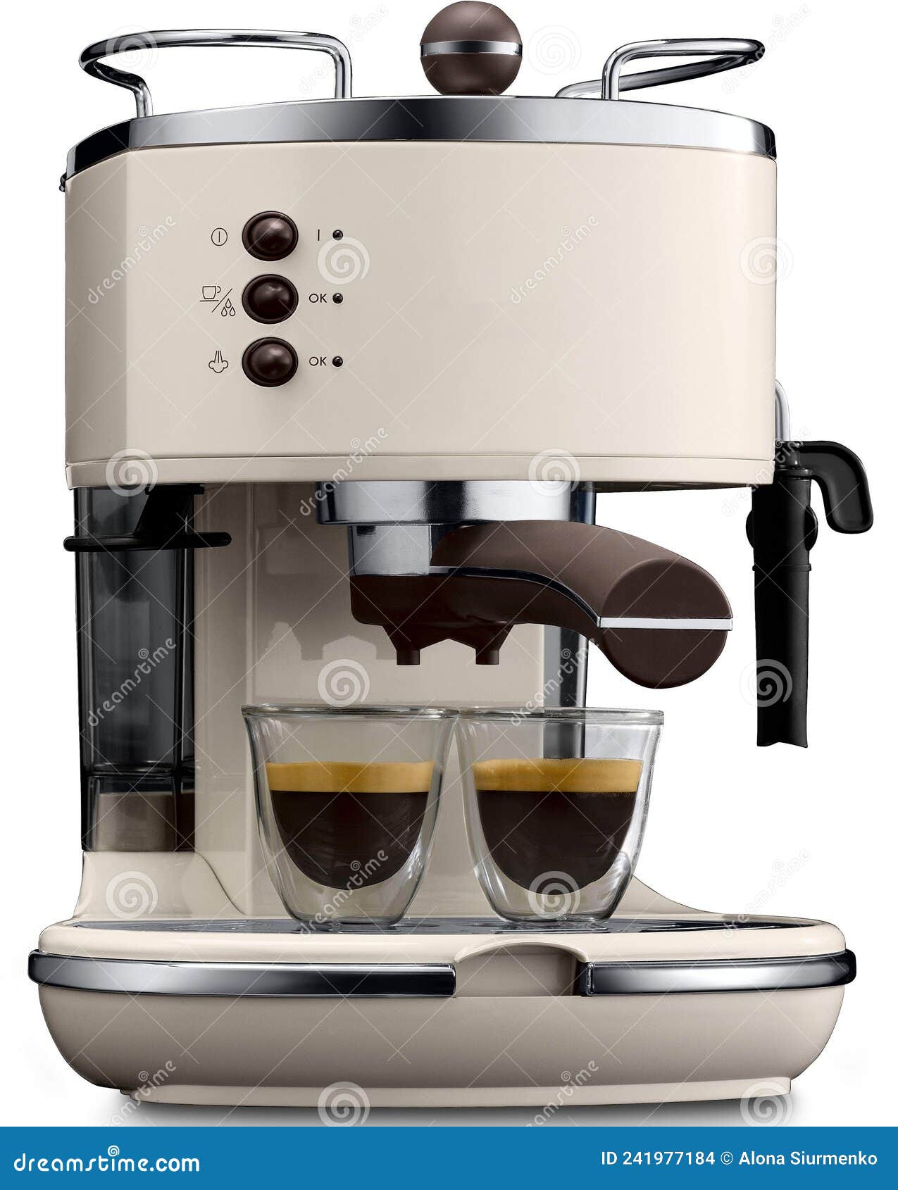 Manual Coffee Machine with Glass Mugs Stock Photo - Image of kitchen ...