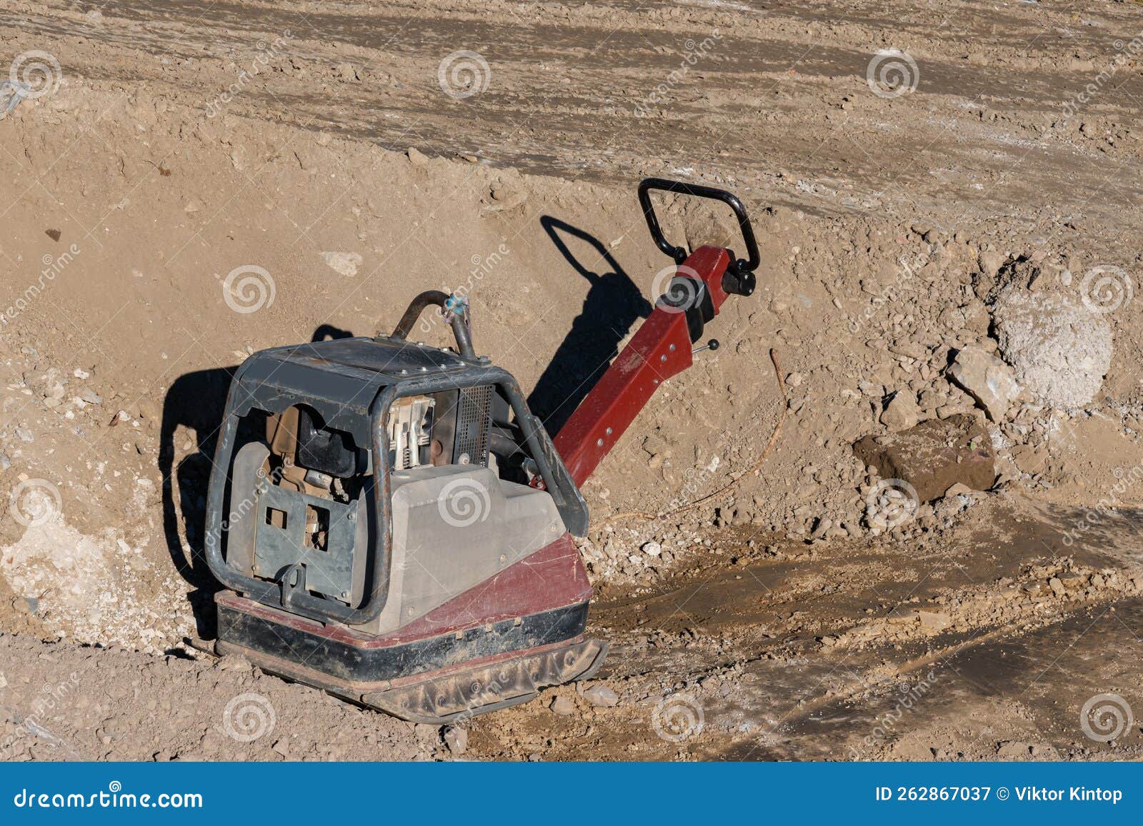 Manual Ramming Machine For Compacting Soil At A Construction Site ...