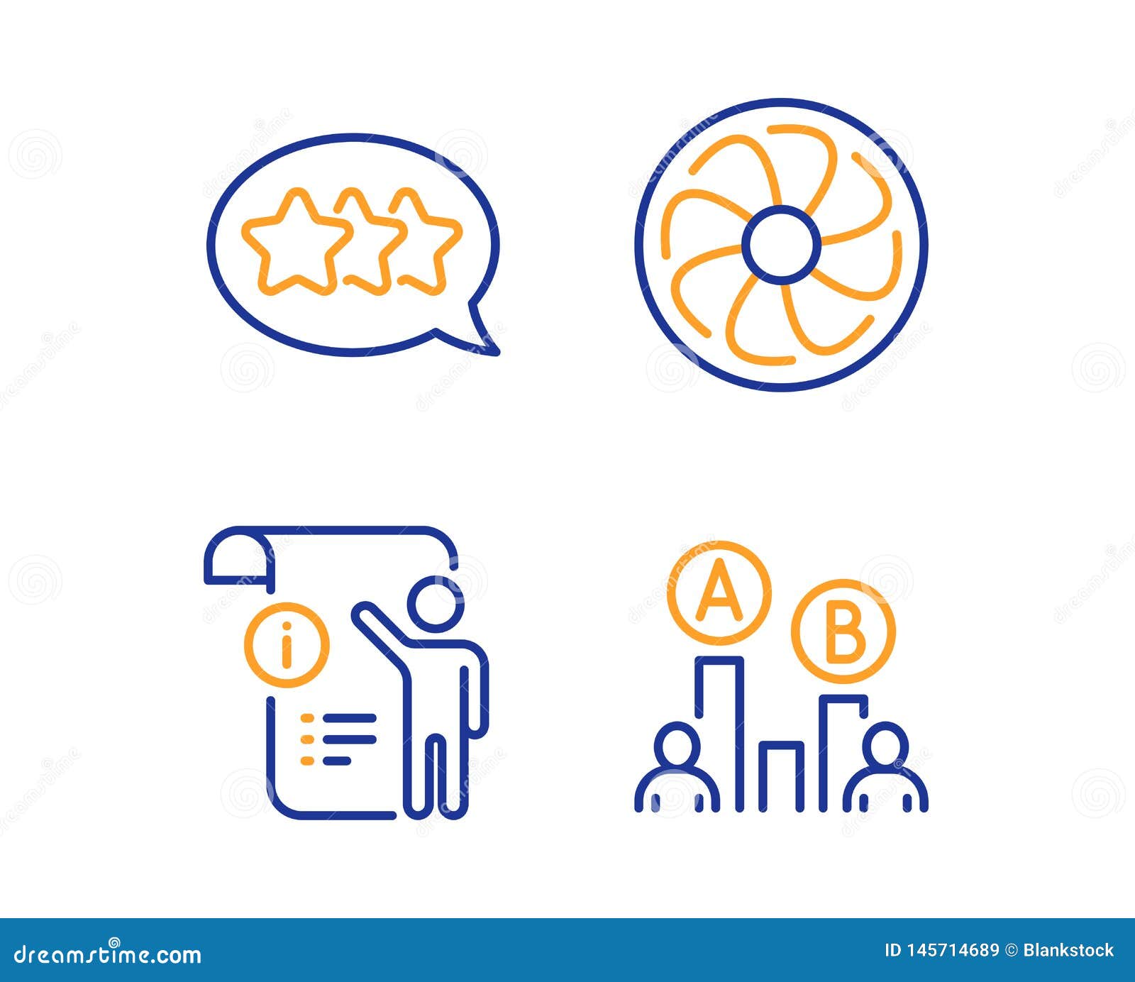 Manual Doc, Stars And Fan Engine Icons Set. Ab Testing Sign. Project ...