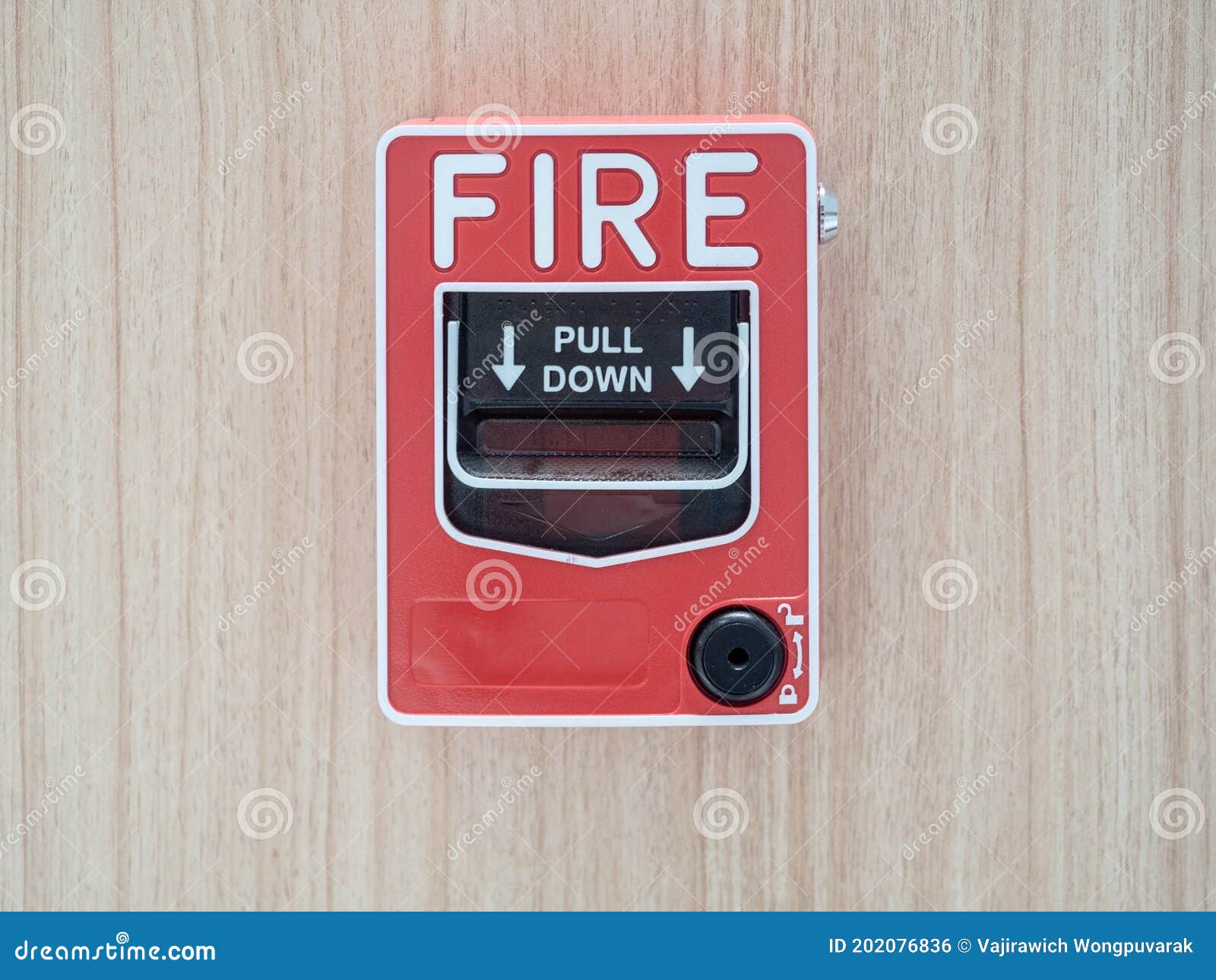 Manual Fire Alarm Activation Pull Station on Modern Wooden Wall ...