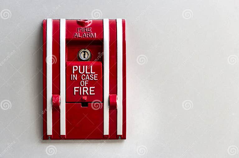 Manual Fire Alarm Red Box Pull on the White Concrete Wall Stock Photo ...