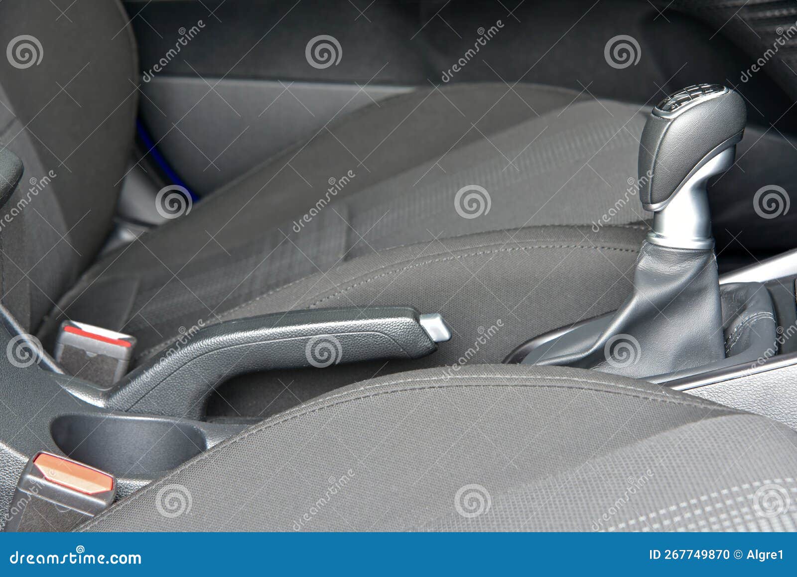 Manual Gear Shift and Handbrake Inside the Passenger Car Stock Photo ...