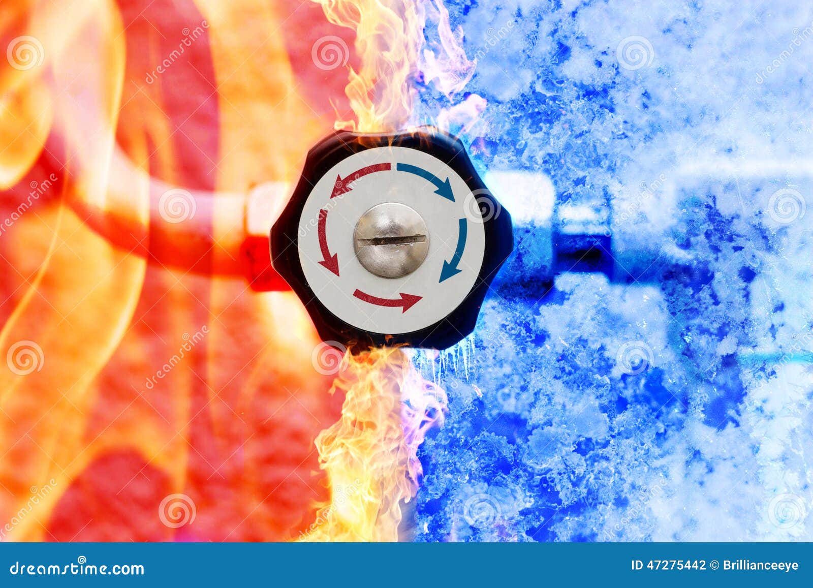Manual Heating Controller With Red And Blue Arrows In Fire And Ice ...
