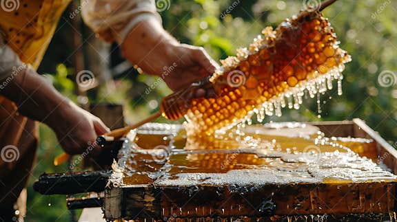 Manual Honey Extraction Process Stock Illustration - Illustration of ...