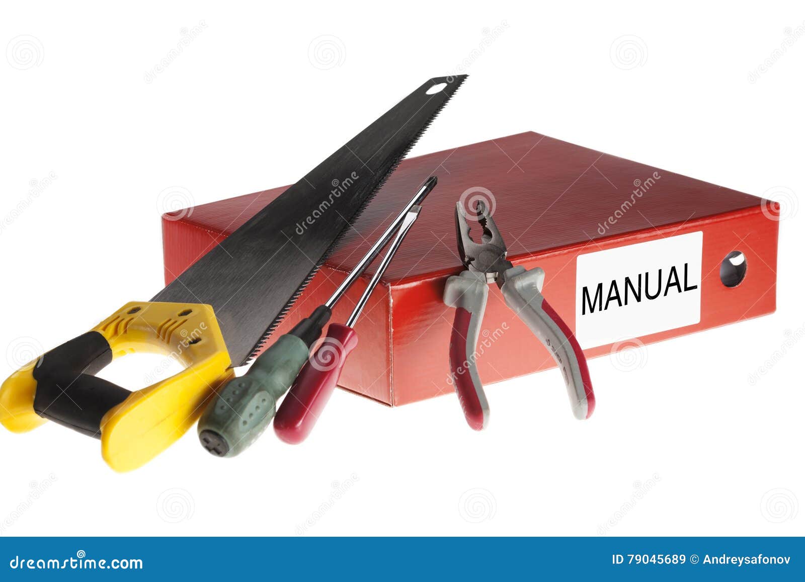 Manual Instructions with Working Tools on White Background Stock Image ...