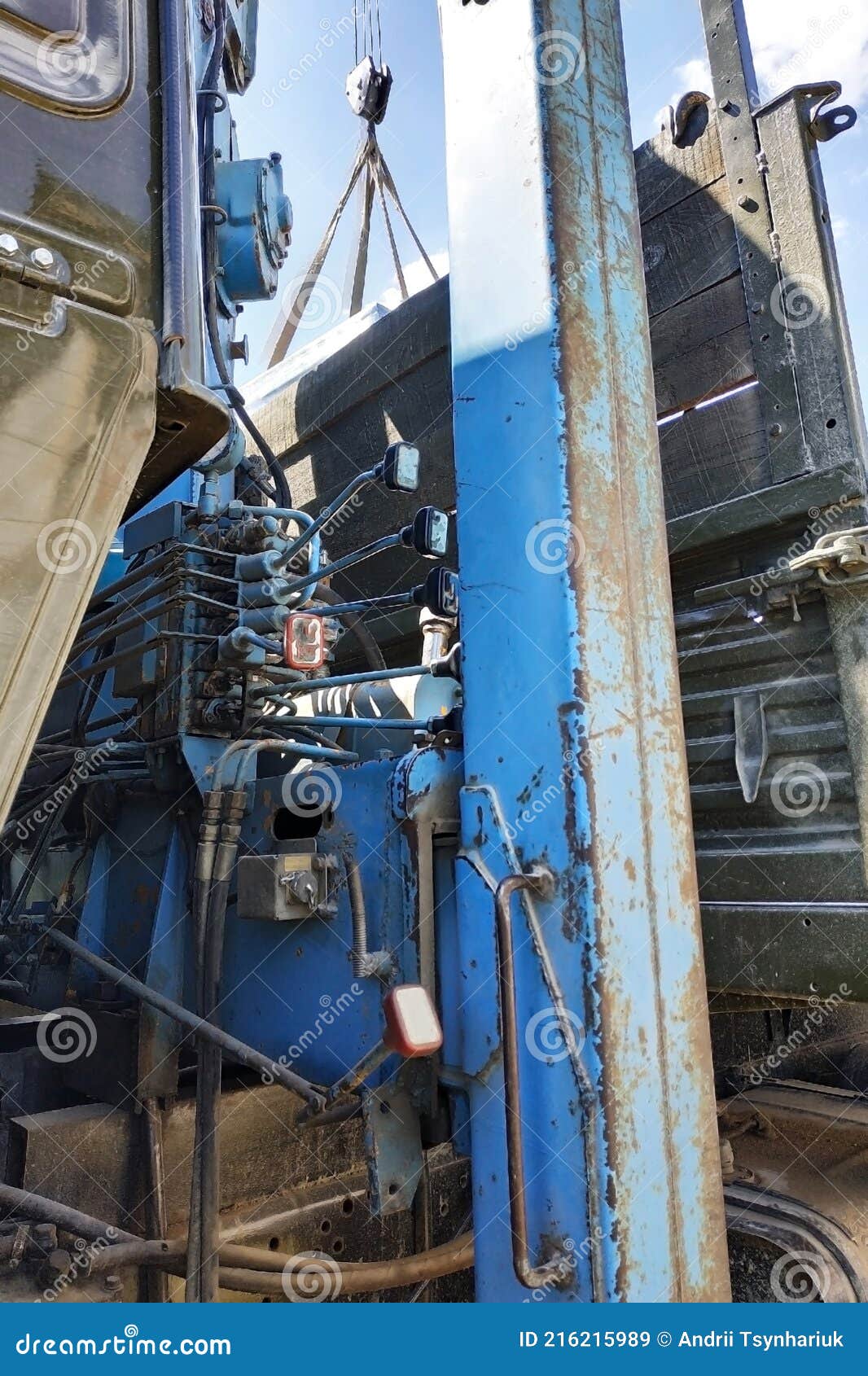 Manual Mechanism of Mobile Crane. Crane Levers for Lifting Cargo Stock ...