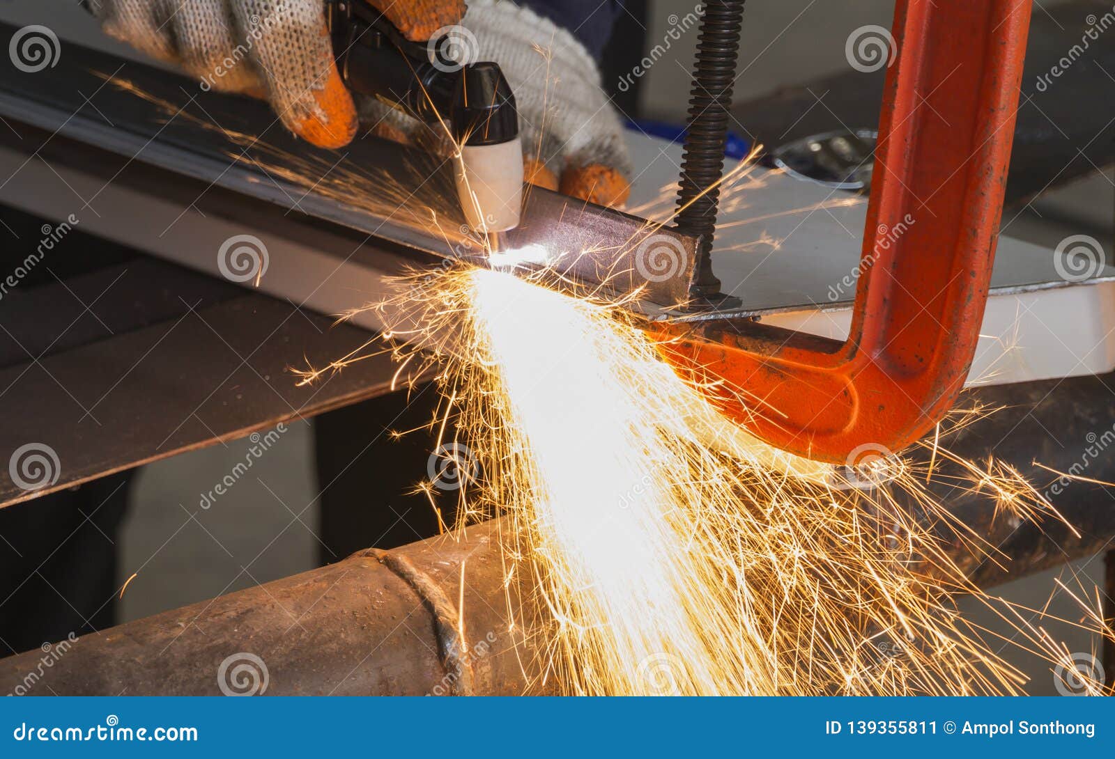 Manual Plasma Cutting Machine on Steel. Stock Image - Image of ...