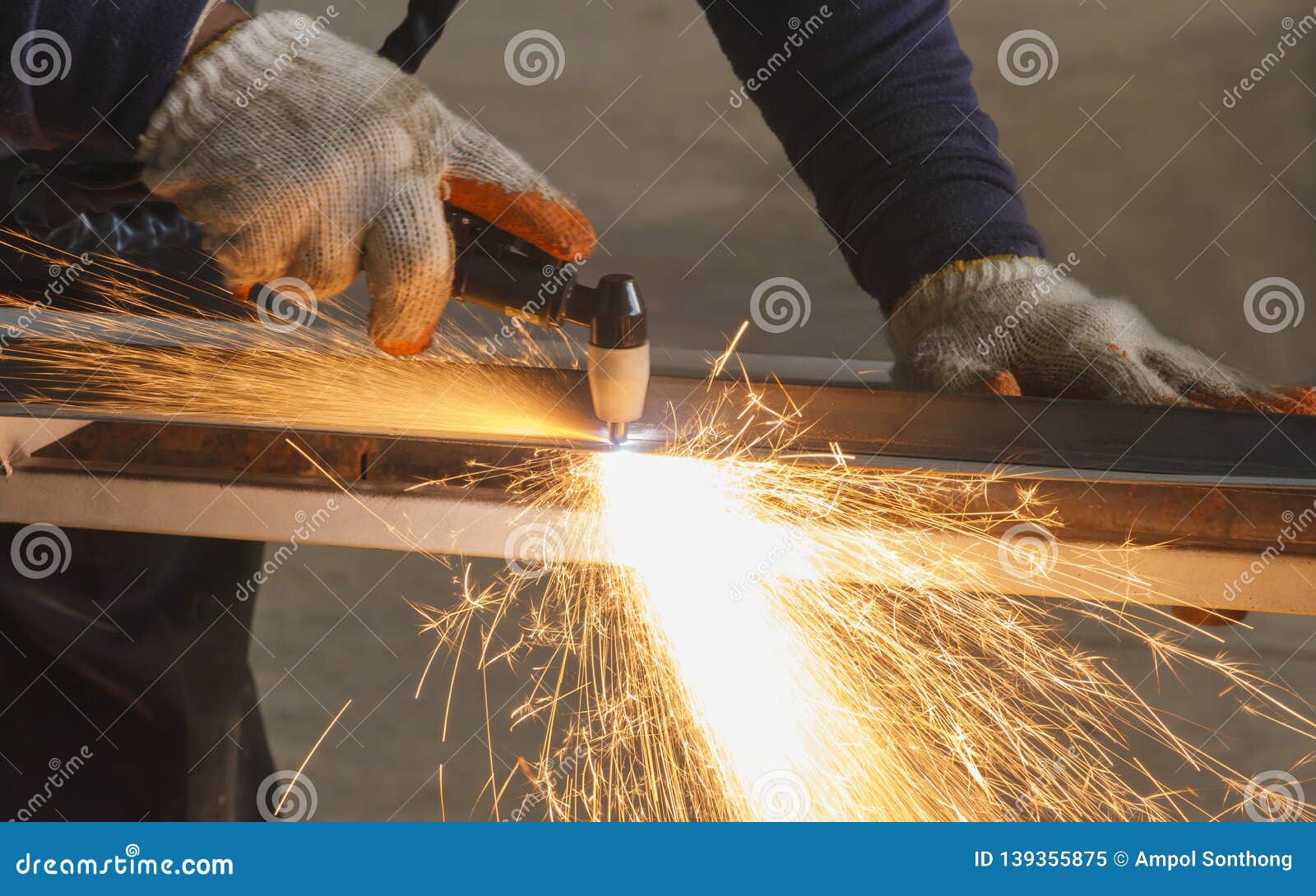 Manual Plasma Cutting Machine on Steel. Stock Image - Image of plasma ...