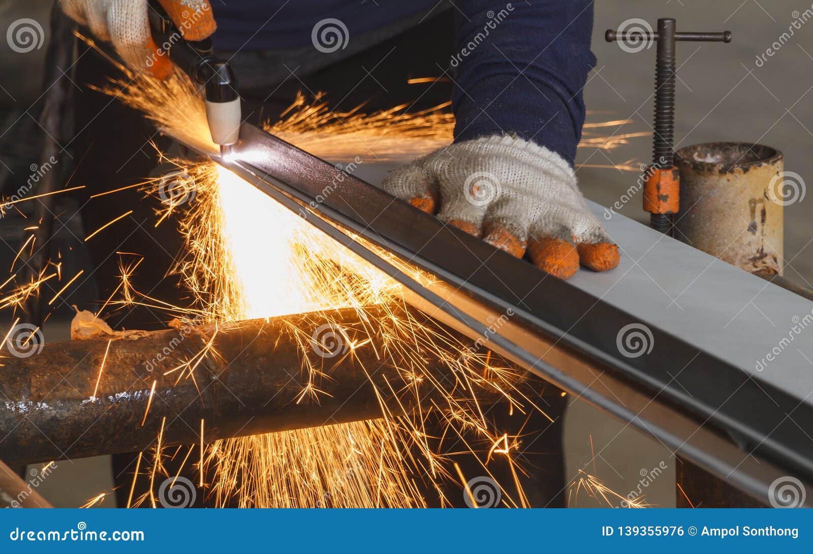 Manual Plasma Cutting Machine on Steel. Stock Photo - Image of ...