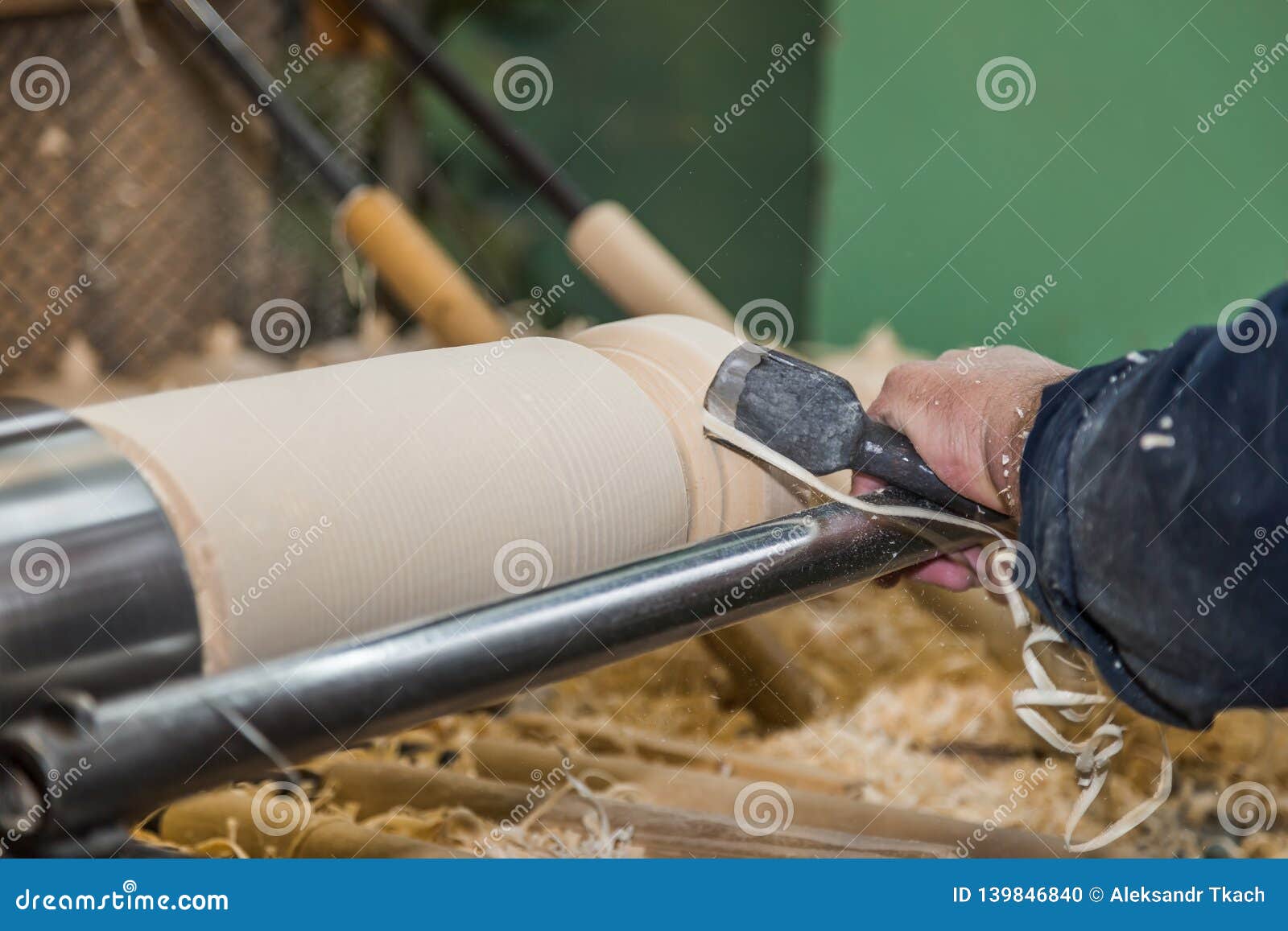 Men`s Hands Holding a Chisel Near the Lathe on Wood Stock Photo - Image ...