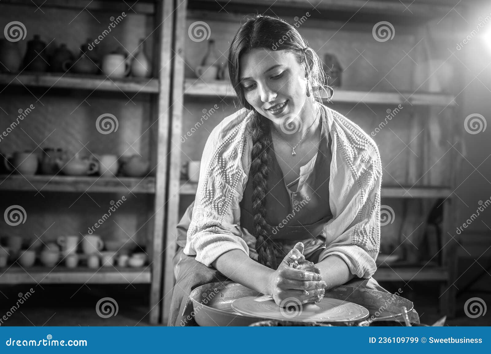 Processing Clay Ware and Making Dishes, Process. Ceramics of Handwork ...