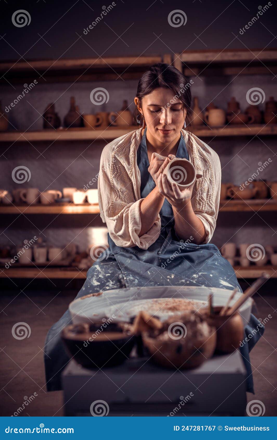 Processing Clay Ware and Making Dishes, Process. Ceramics of Handwork ...