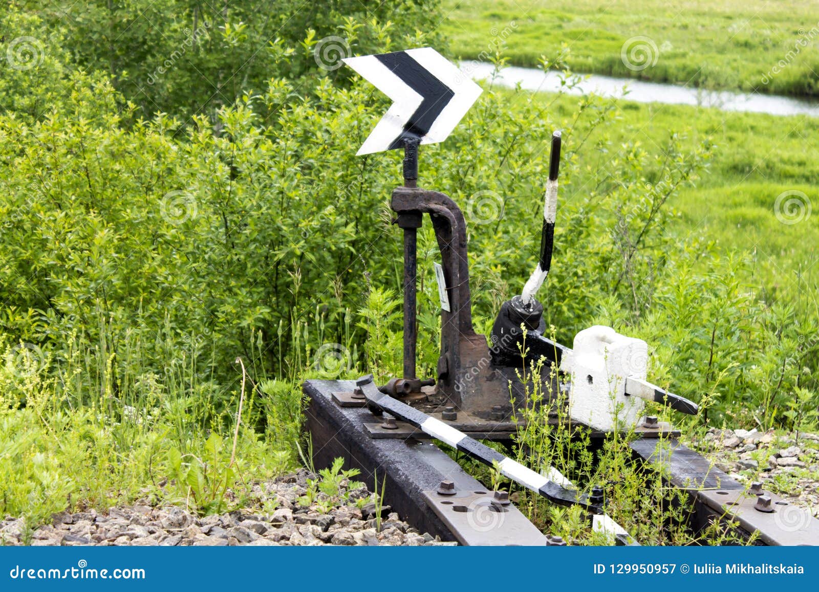 Manual Railroad Switch Arrow. Old Railroad Arrows Stock Image - Image ...