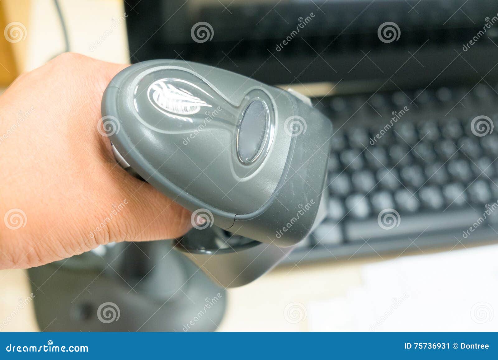 Manual Scanner of Bar Codes in Man Hand Stock Image - Image of business ...