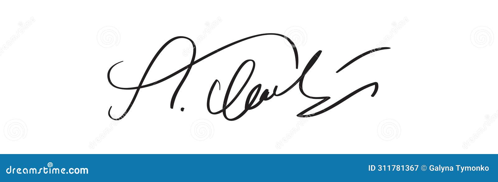 Manual Signature for Documents on White Background. Hand Drawn ...