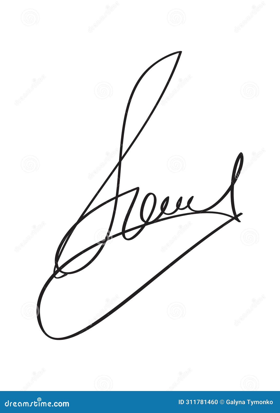 Manual Signature for Documents on White Background. Hand Drawn ...