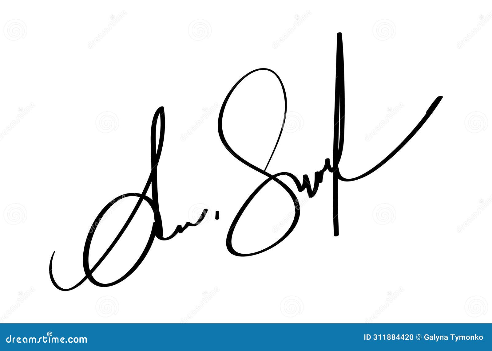 Manual Signature for Documents on White Background. Hand Drawn ...