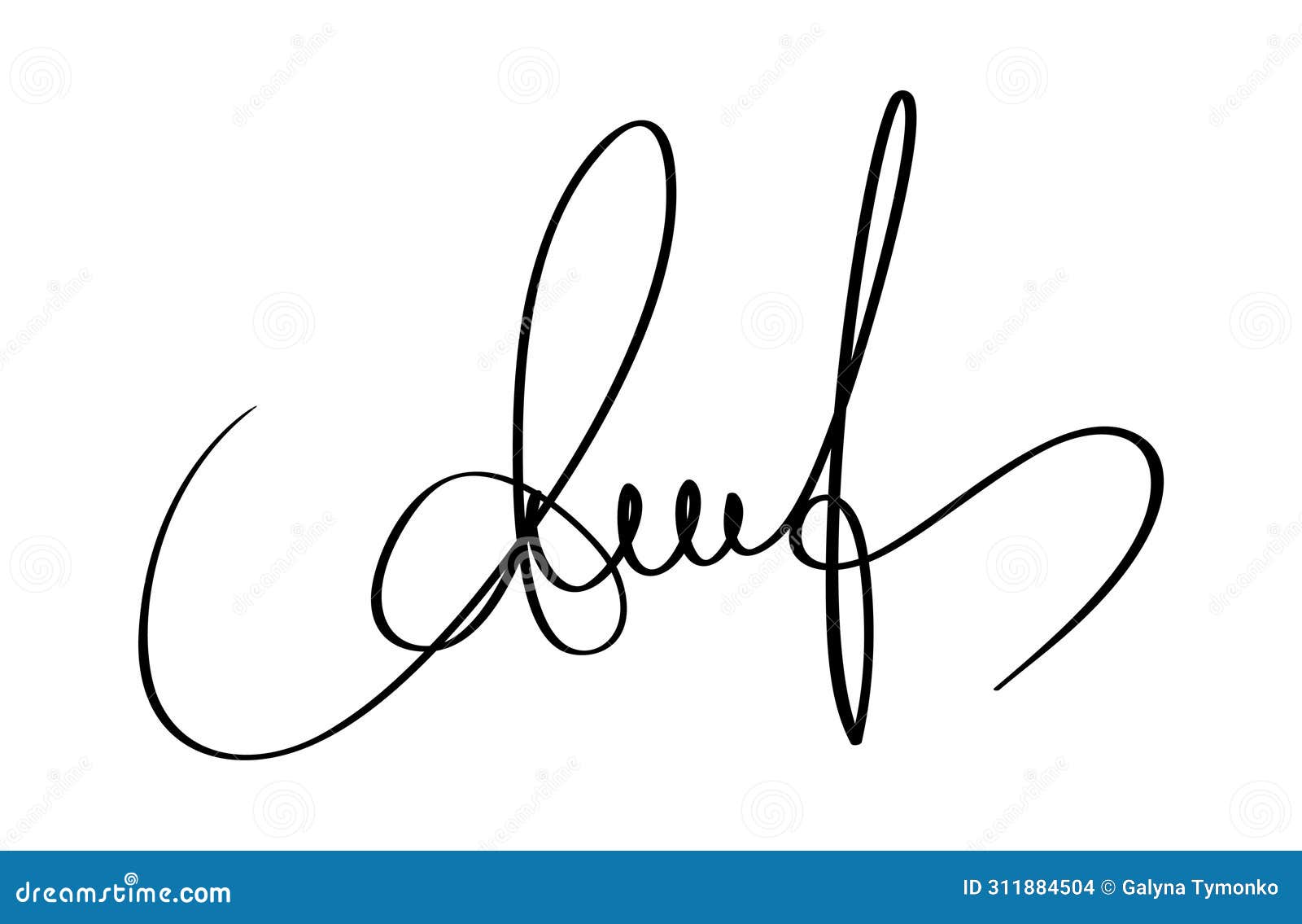 Manual Signature for Documents on White Background. Hand Drawn ...