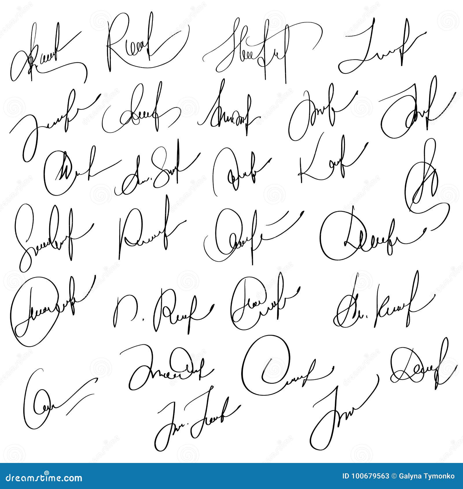 Manual Signature For Documents On White Background. Hand Drawn ...