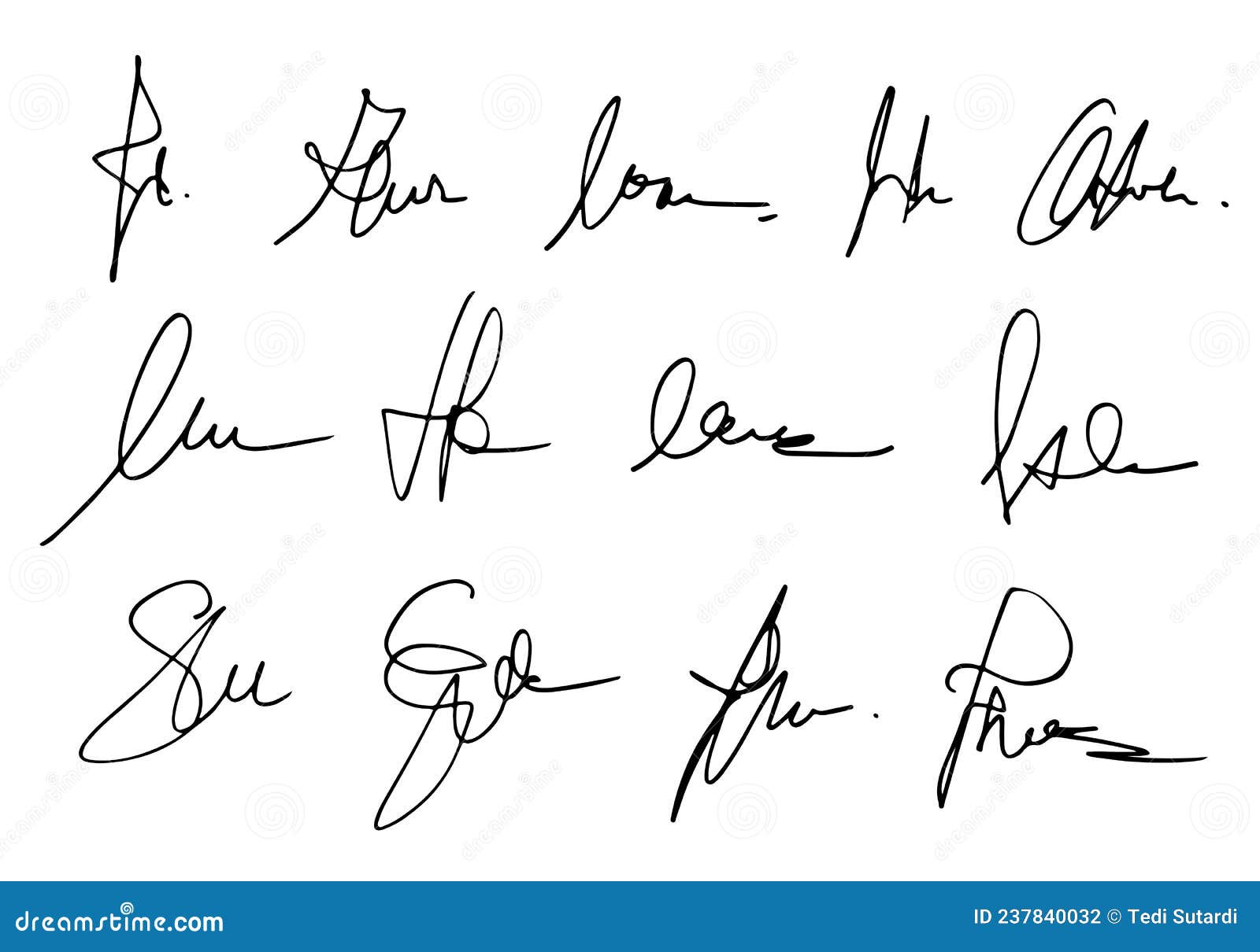 Manual Signature for Documents on White Background. Hand Drawn ...