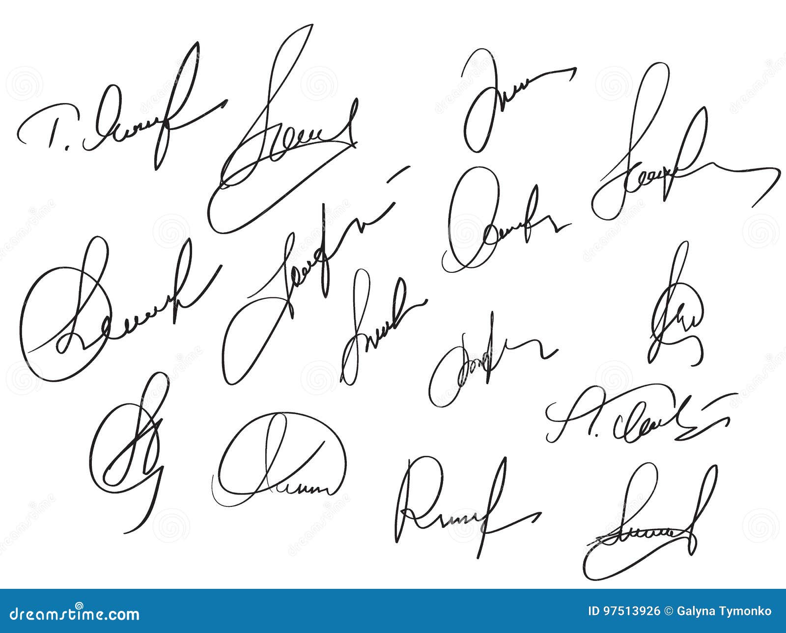 Manual Signature for Documents on White Background. Hand Drawn ...