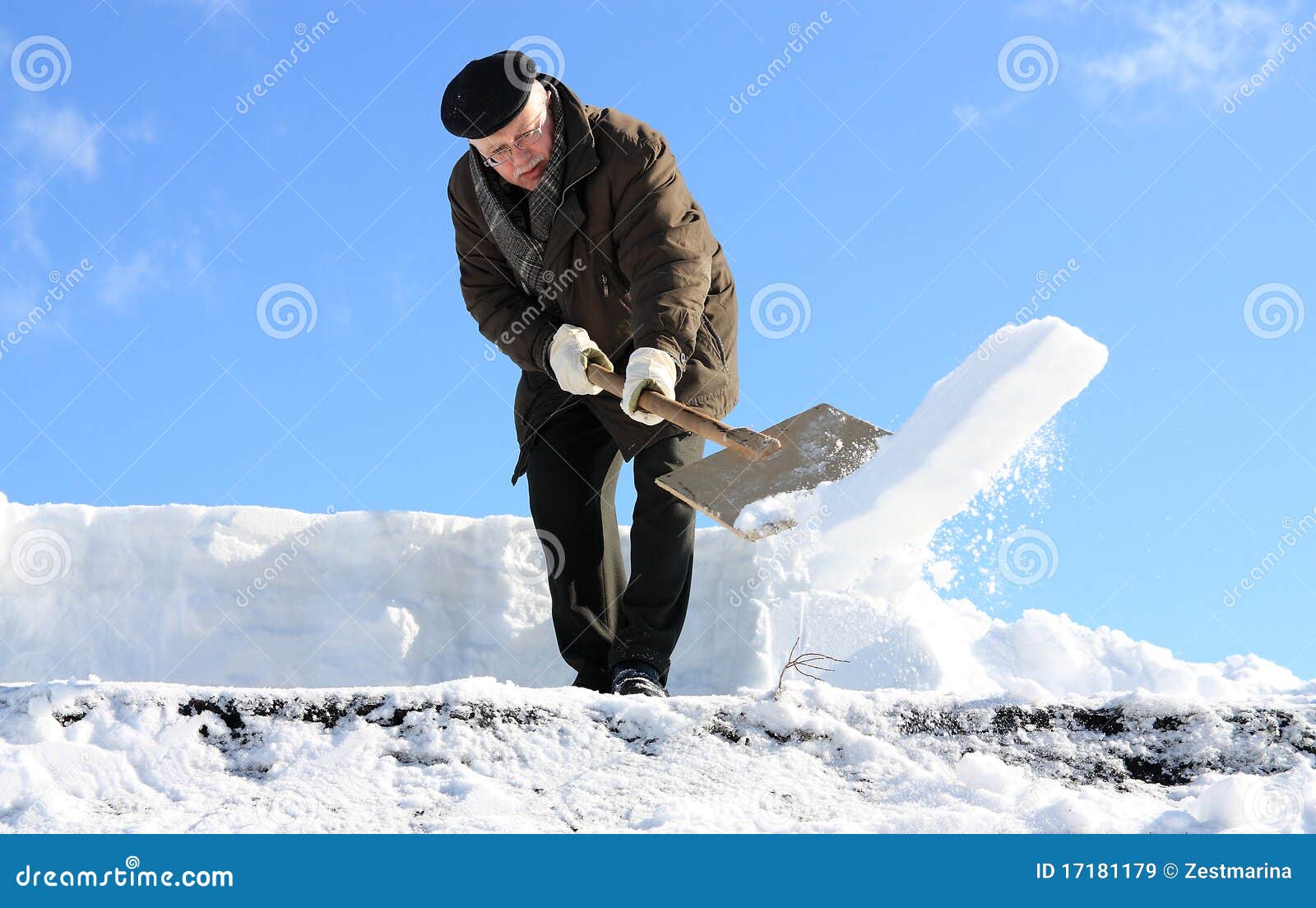 Manual snow removal stock image. Image of color, blue - 17181179