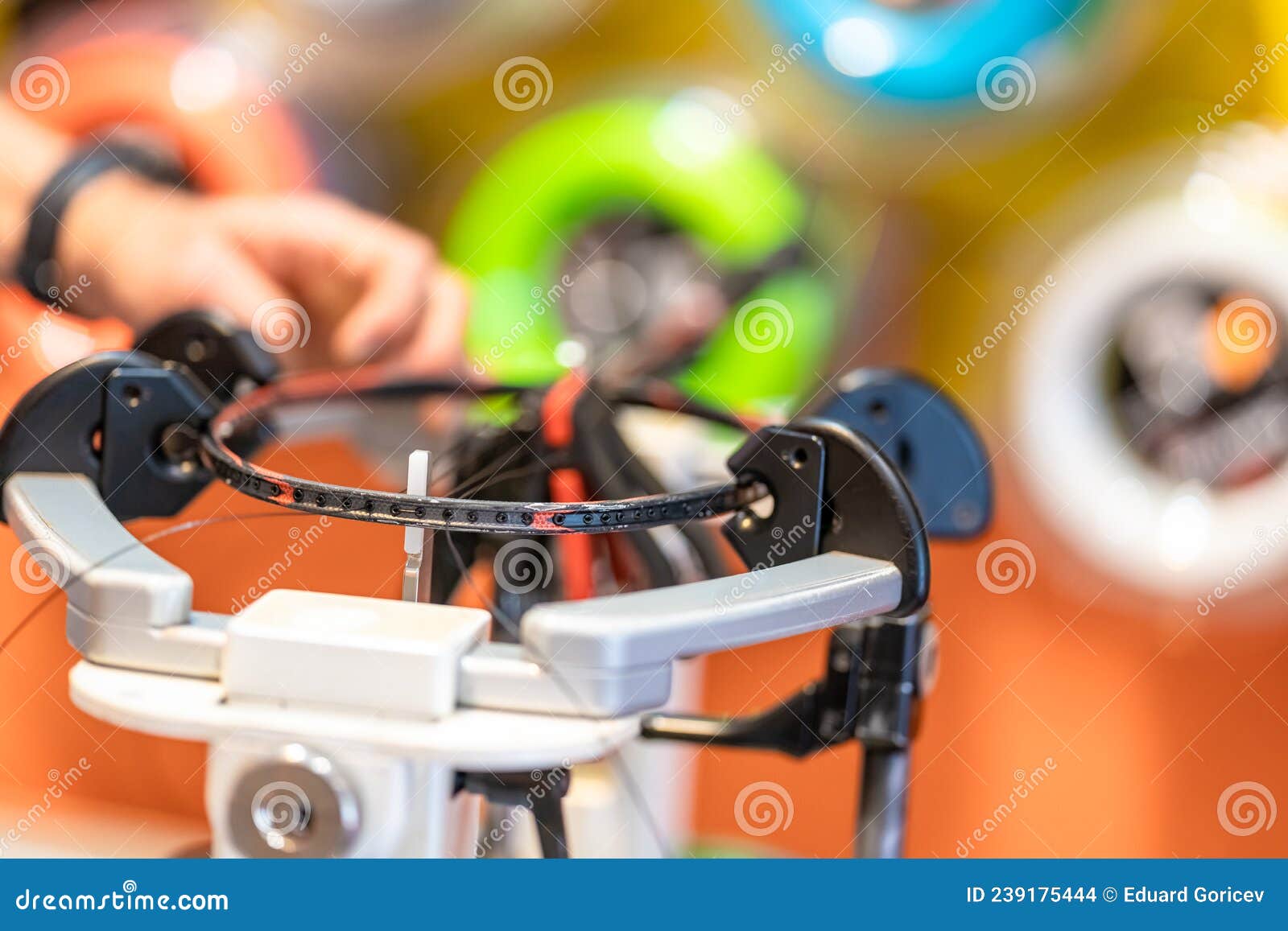 Manual Stringing of a Badminton Racket in Service Stock Photo - Image ...