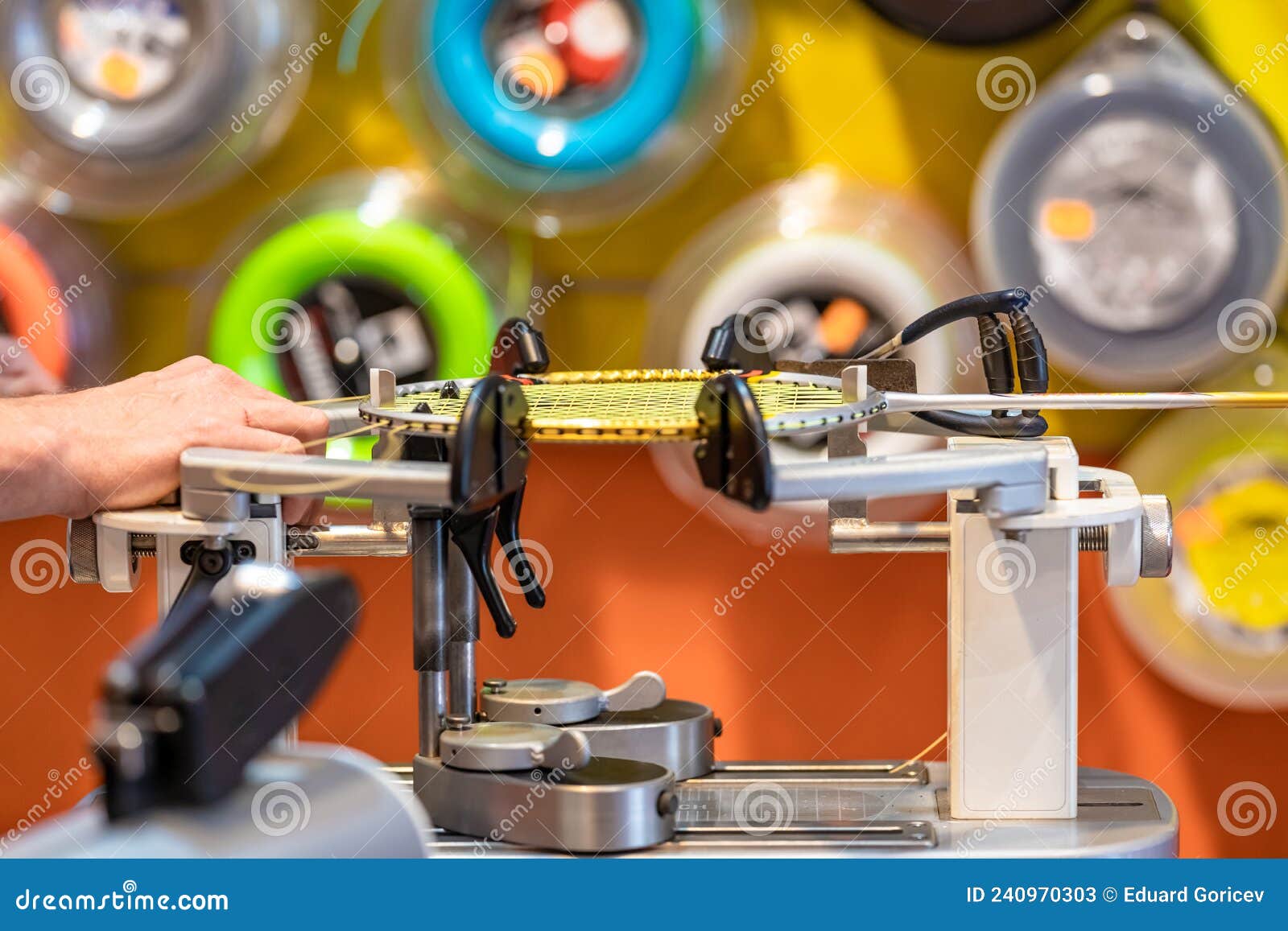 Manual Stringing of a Badminton Racket in Service Stock Image - Image ...