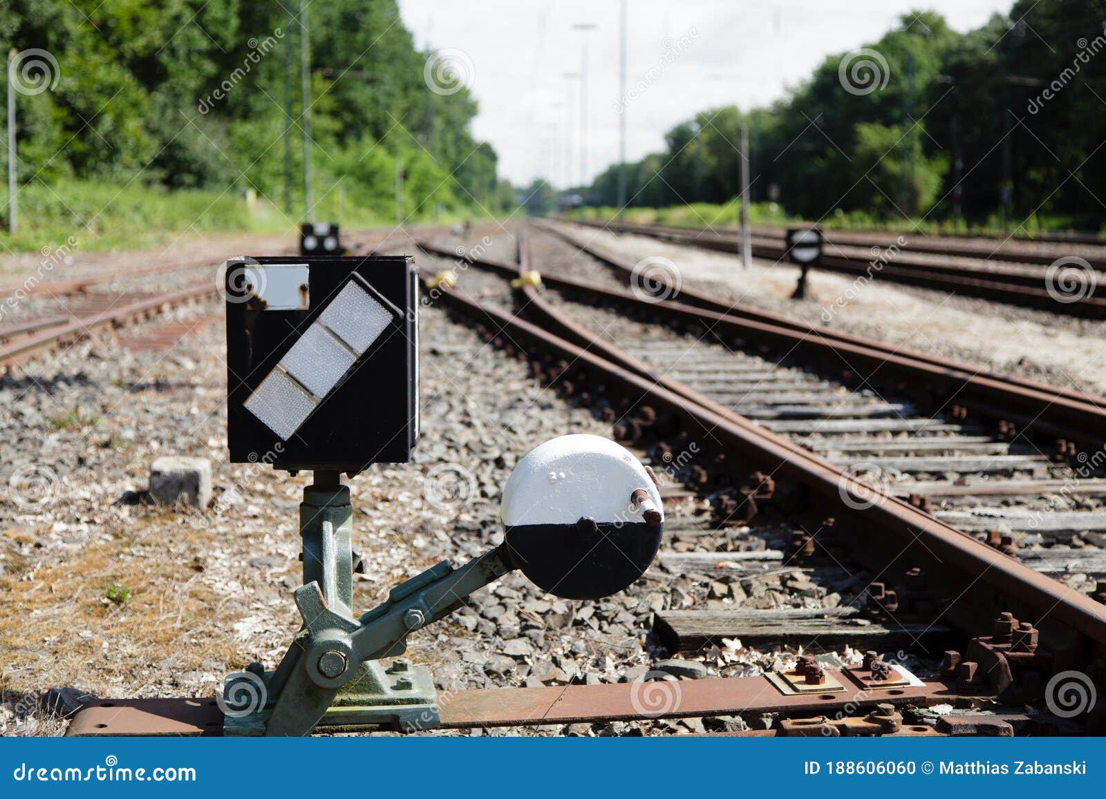 Manual Switch on a Railway Siding. Various Train Tracks in the ...