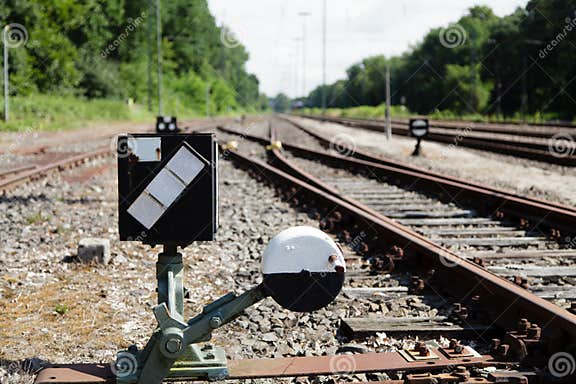 Manual Switch on a Railway Siding. Various Train Tracks in the ...