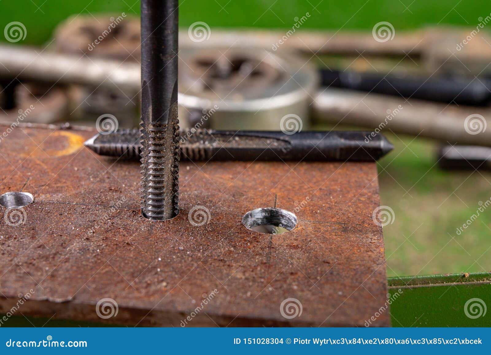 Manual Thread Cutting in Metal. Locksmith Accessories for Small Work in ...