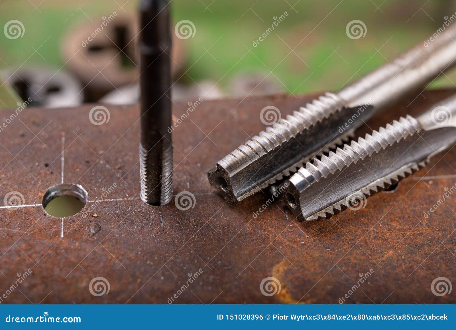 Manual Thread Cutting in Metal. Locksmith Accessories for Small Work in ...