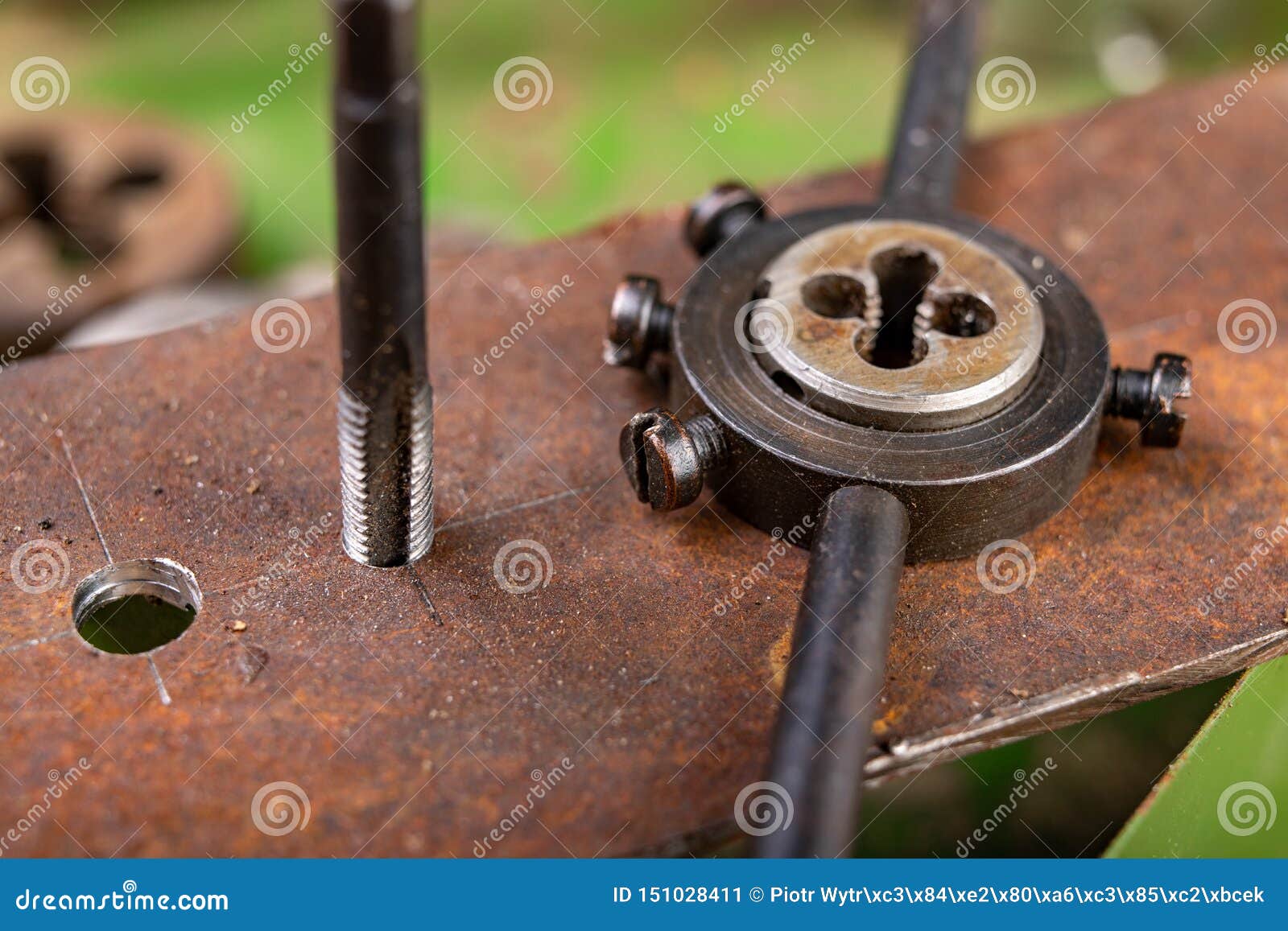 Manual Thread Cutting in Metal. Locksmith Accessories for Small Work in ...