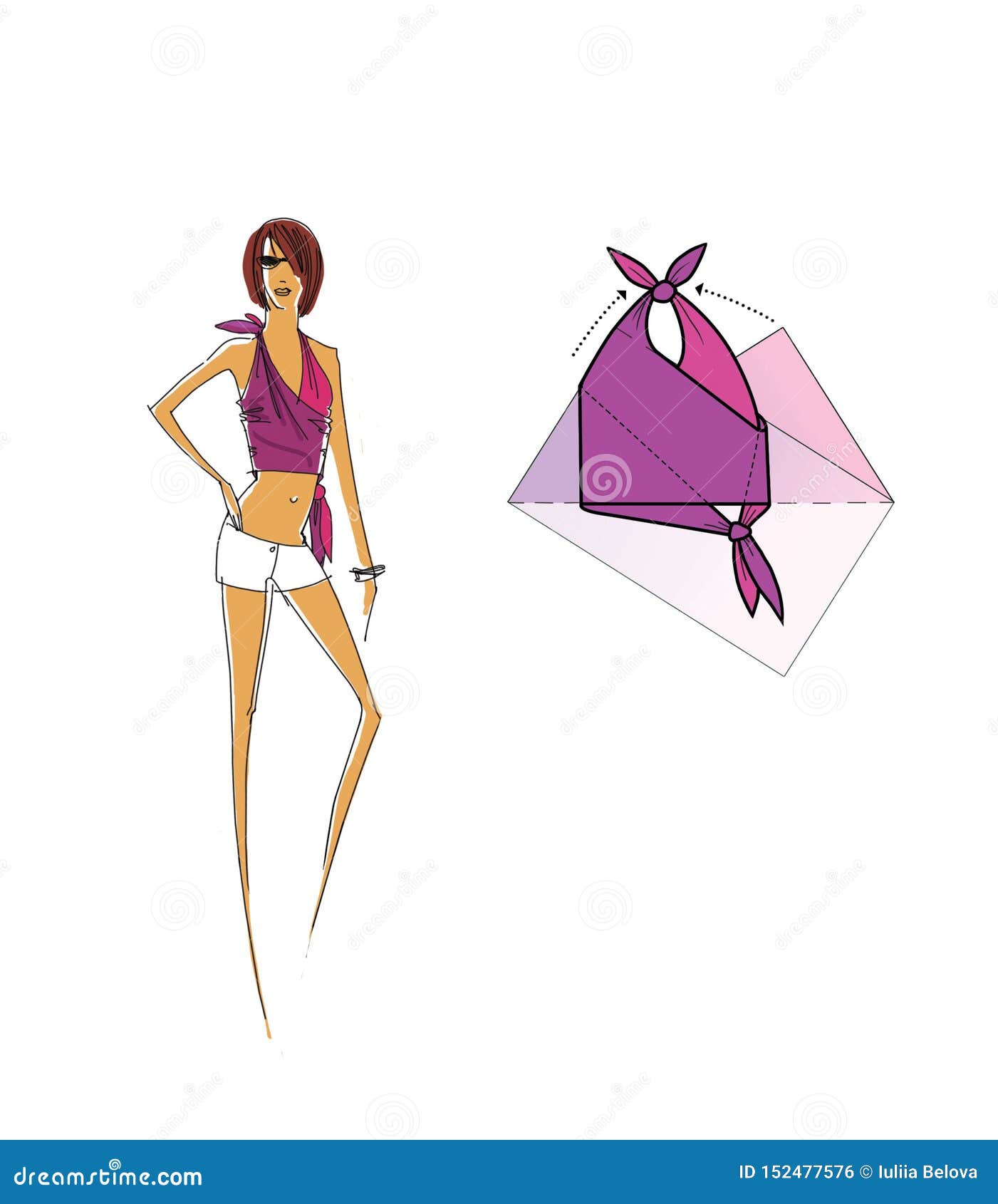 Manual To Make a Top of a Scarf or Pareo. Design Drawing and Pareo ...