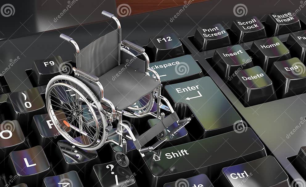 Manual Wheelchair on the Keyboard, 3D Rendering Stock Illustration ...