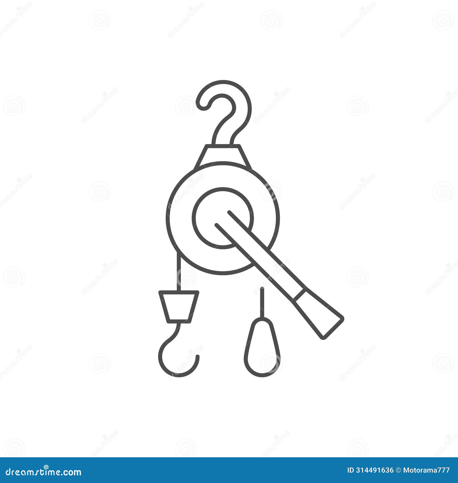 Manual Winch Line Outline Icon Cartoon Vector | CartoonDealer.com ...