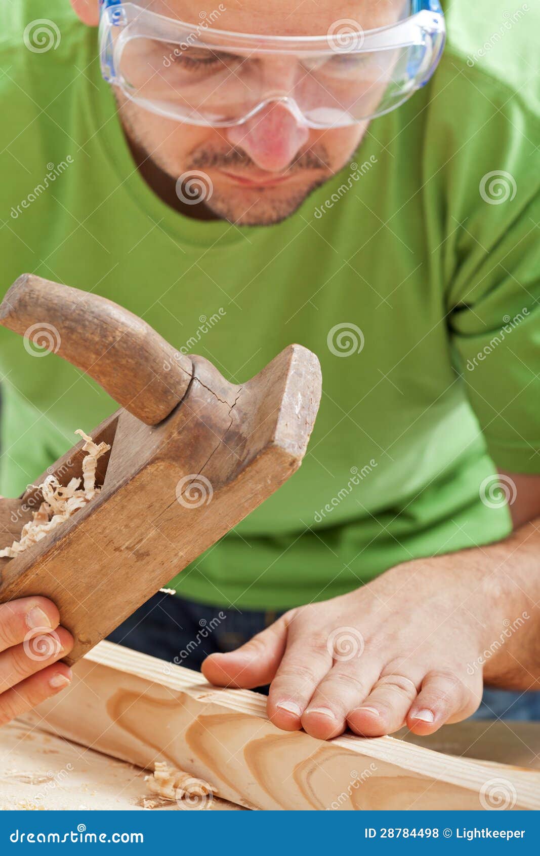 Manual Woodwork - Man with Planer and Slat Stock Photo - Image of ...