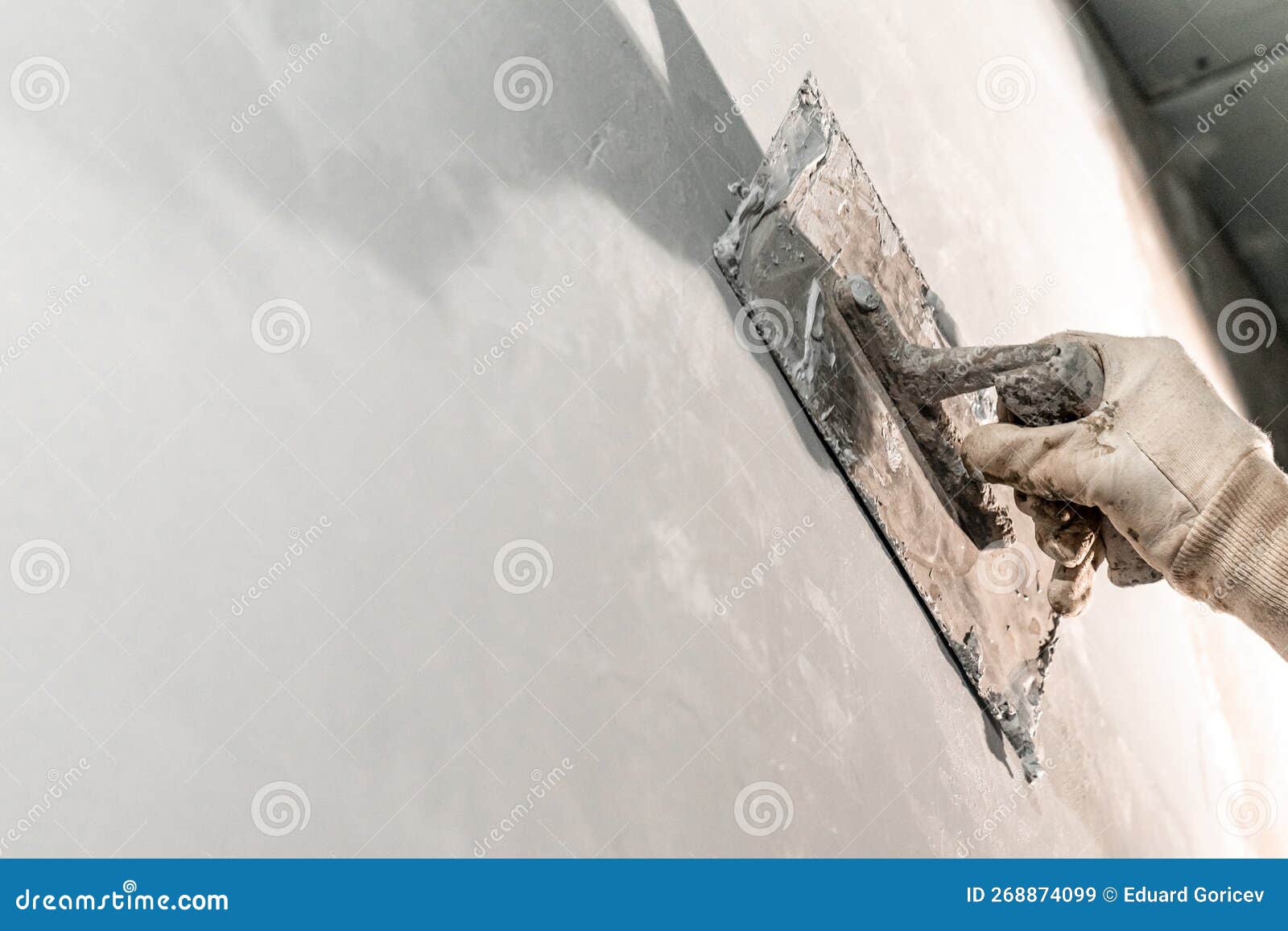 Manual Work with a Trowel for Waterproofing the Wall Stock Image ...