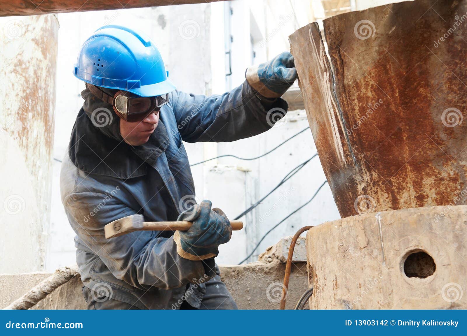 Manual Worker in Action with Hammer Stock Photo - Image of taskmaster ...