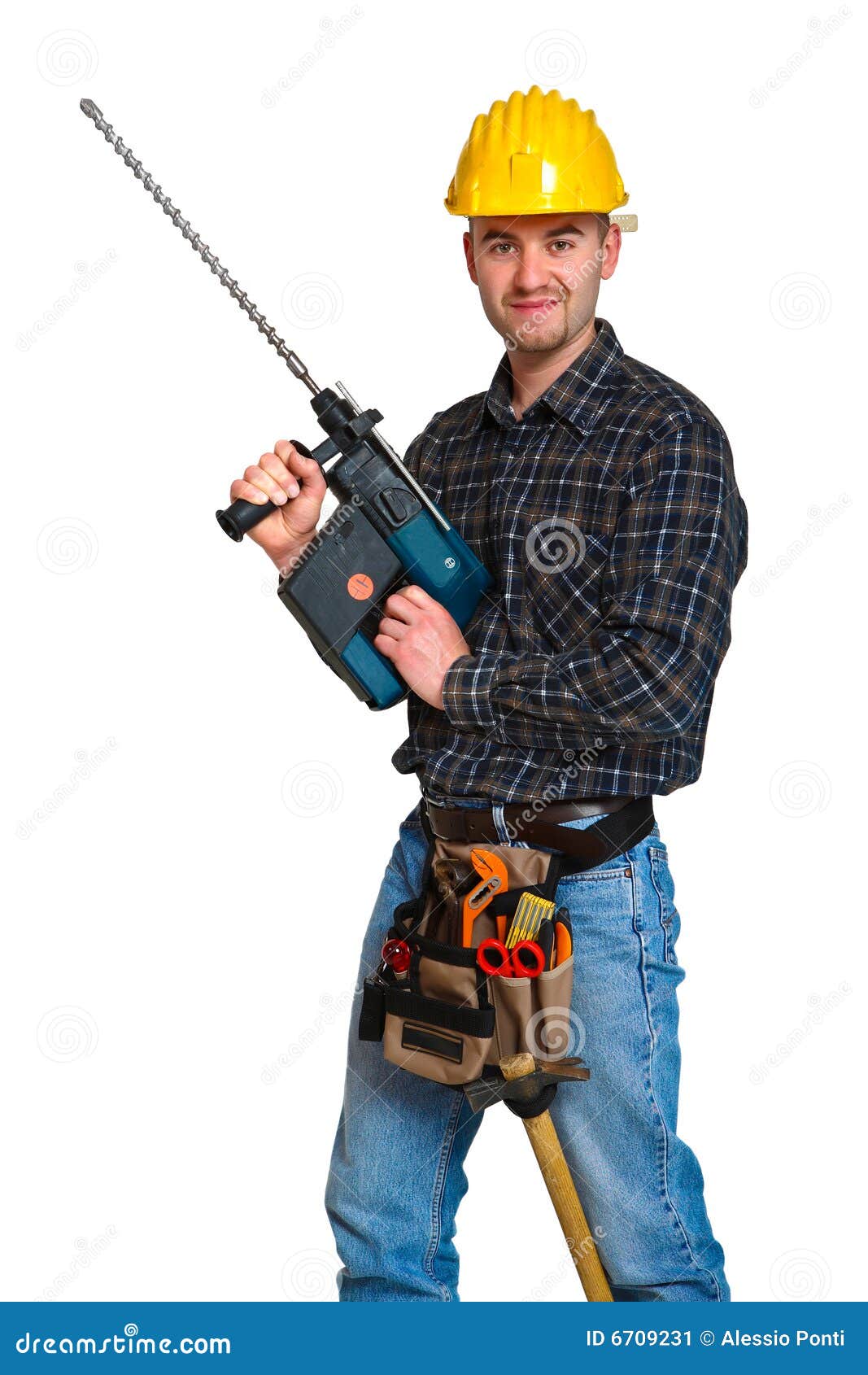 Manual worker with drill stock image. Image of electrician - 6709231