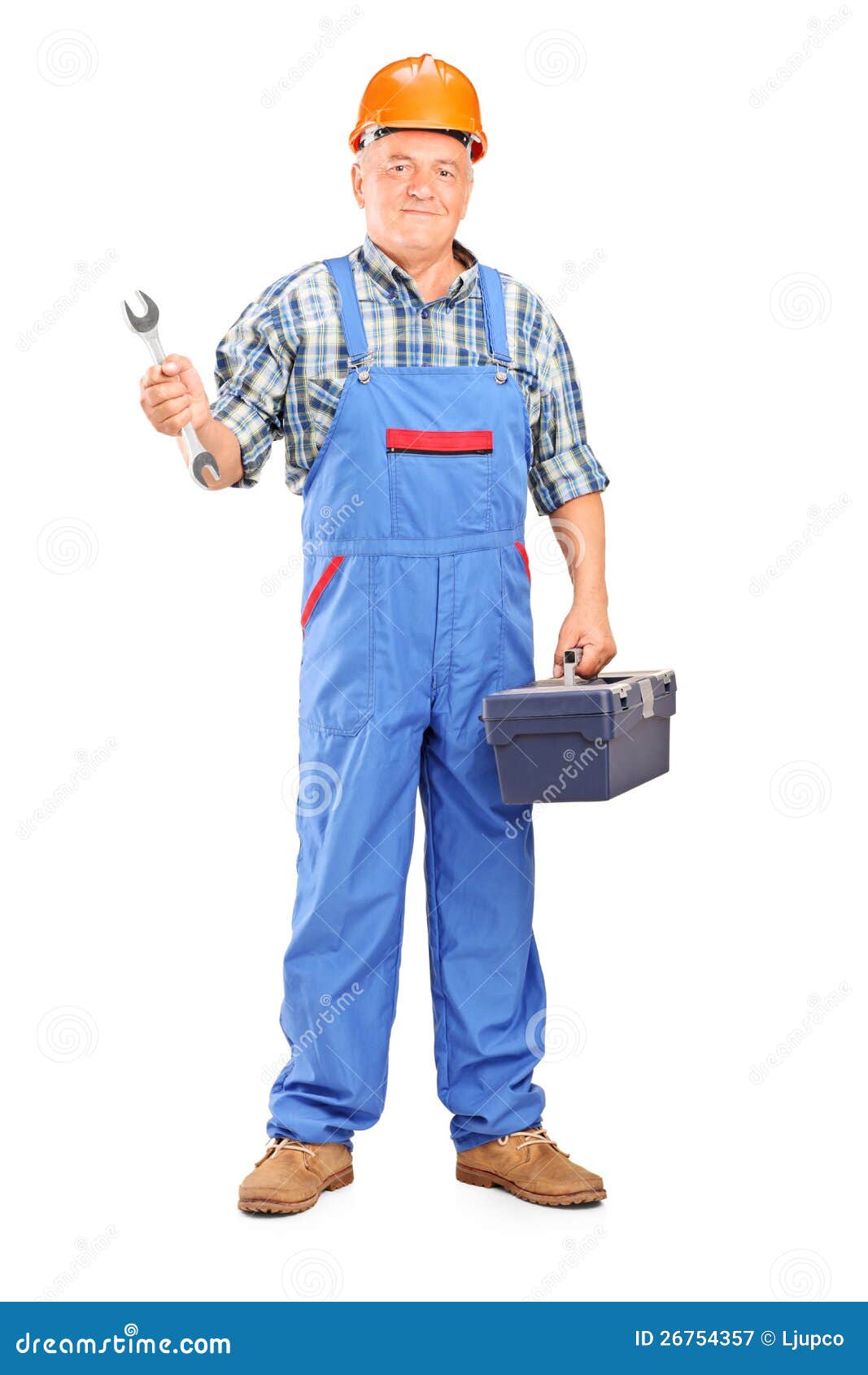 Manual Worker Holding a Wrench Stock Image - Image of pose, holding ...