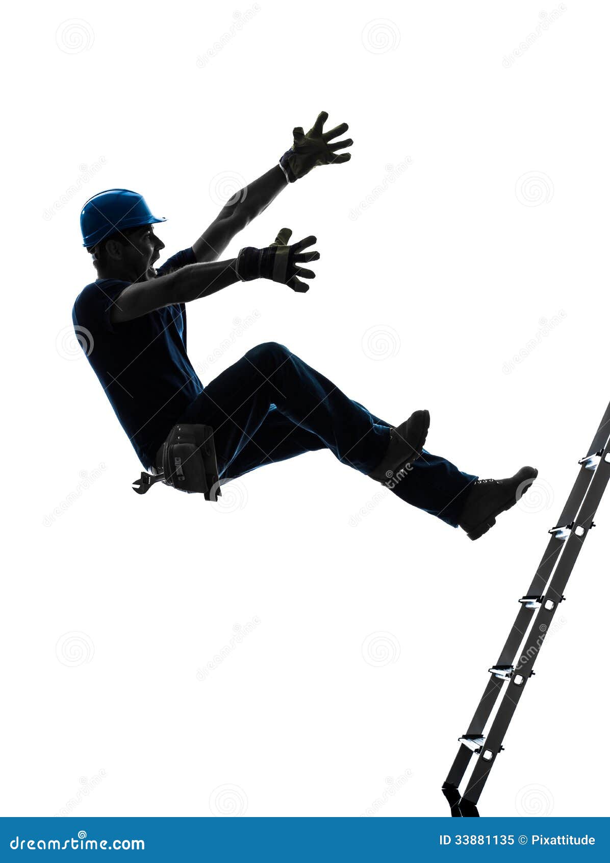 Manual Worker Man Falling From Ladder Silhouette Royalty-Free Stock ...