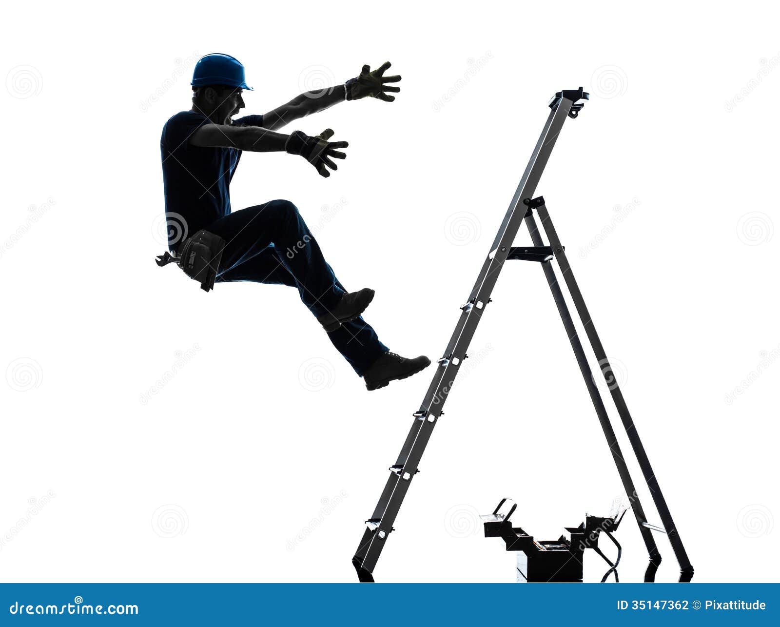 Manual Worker Man Falling From Ladder Silhouette Royalty-Free Stock ...