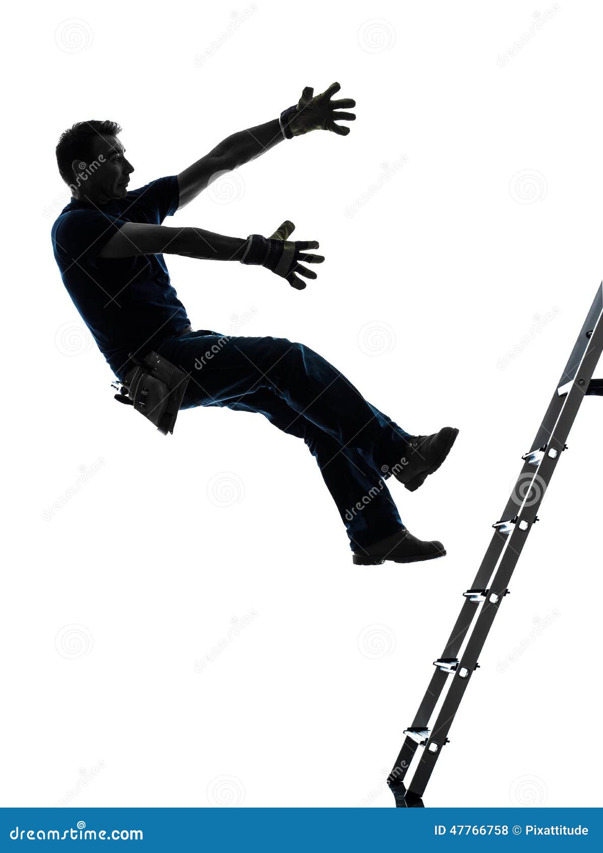 Manual Worker Man Falling From Ladder Silhouette Stock Photography ...