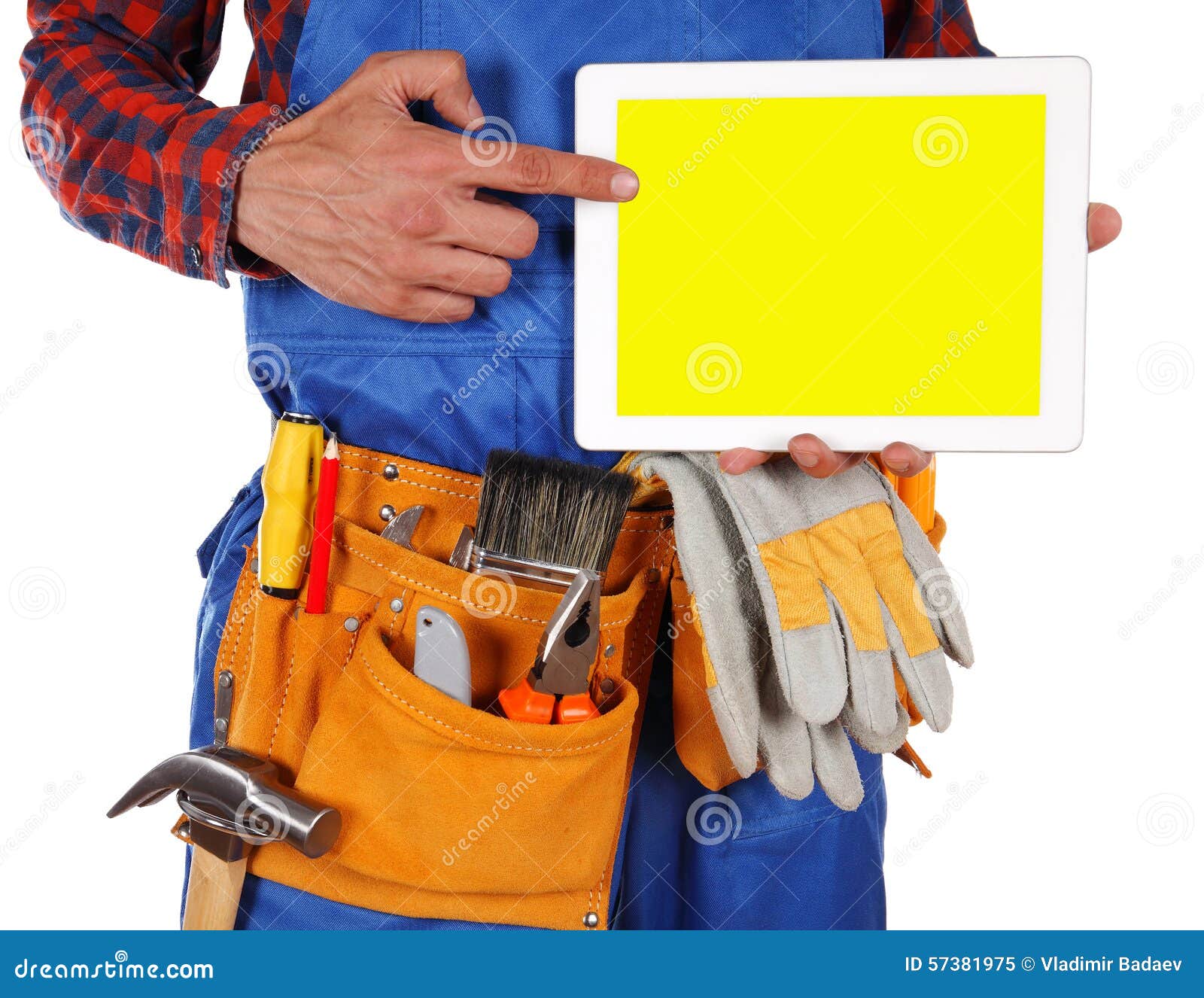Manual Worker Man Isolated on White Background Stock Image - Image of ...