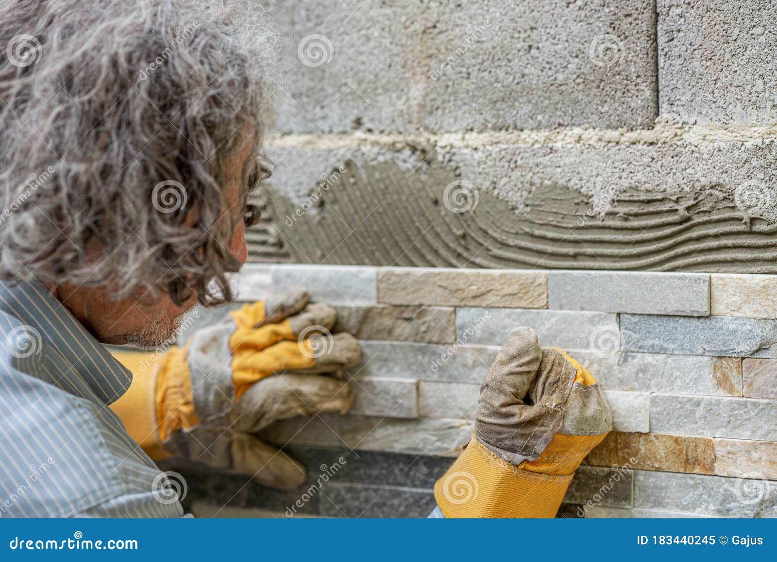 Manual Worker Tiling a Wall Stock Image - Image of industry, manual ...