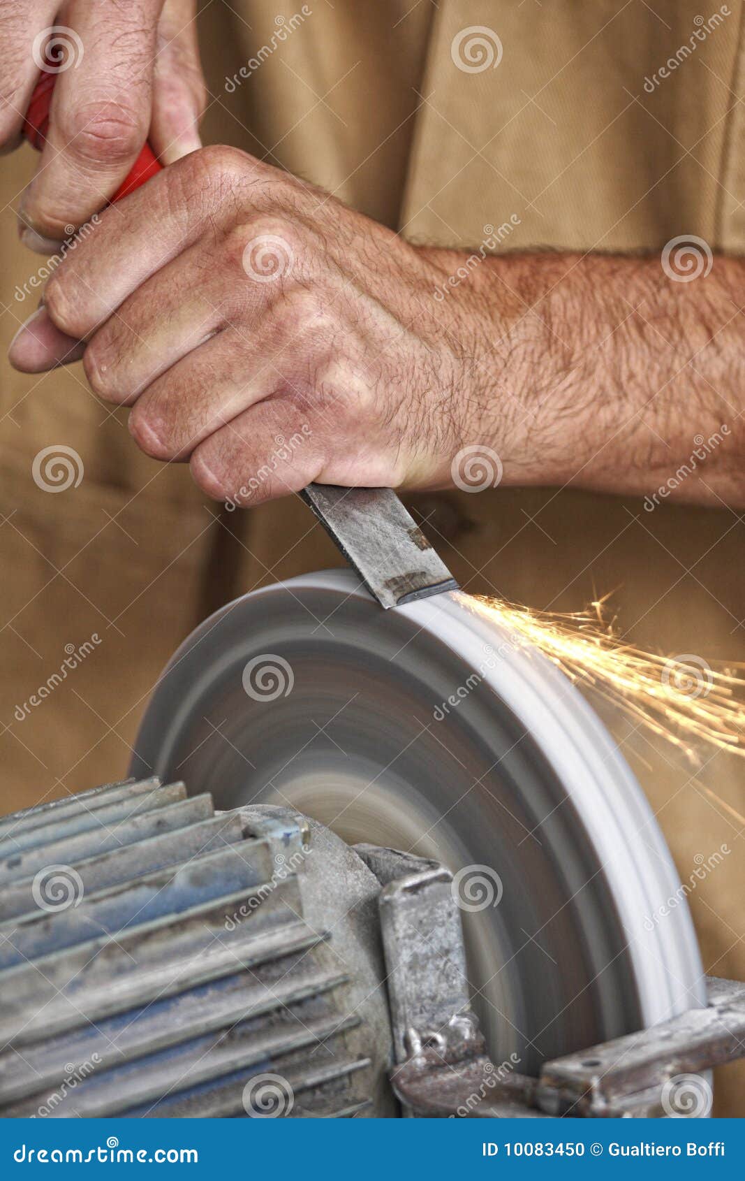 Manual Worker Sharp His Tool Stock Photo - Image of grinding, whetstone ...