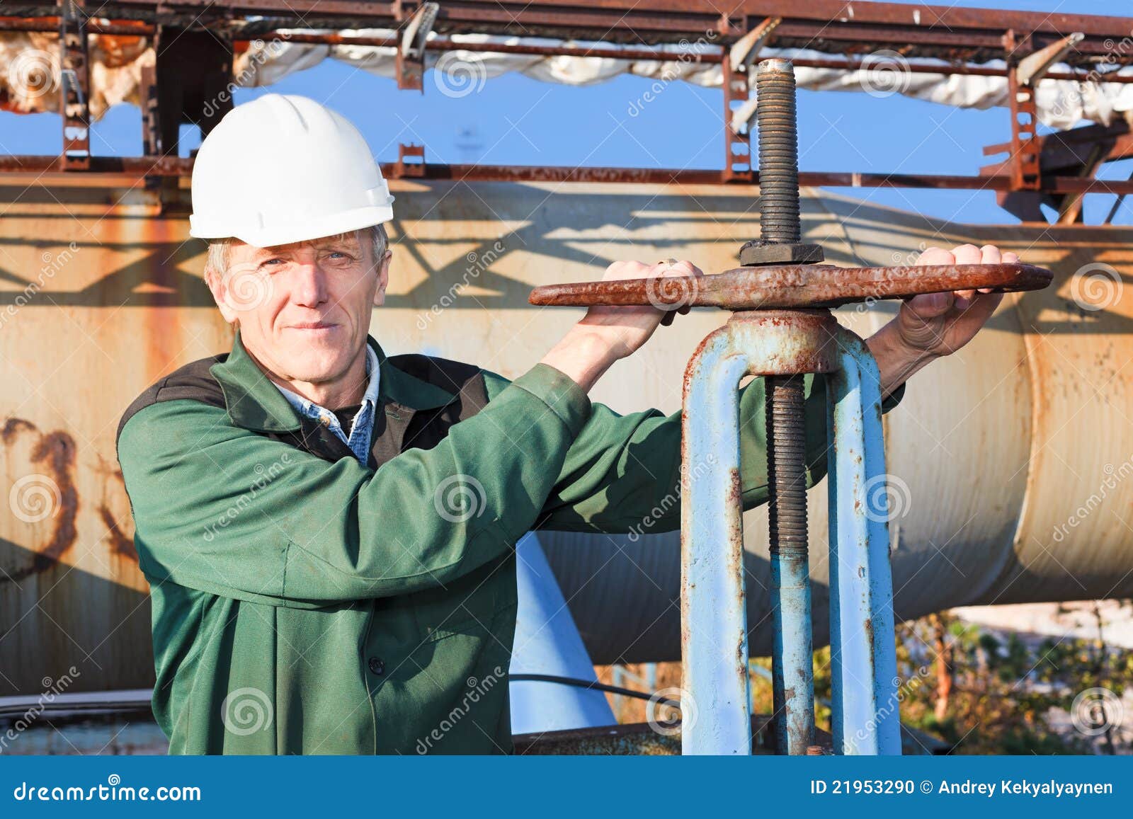 Manual Worker Turning Big Valve Stock Photo - Image of maintenance ...
