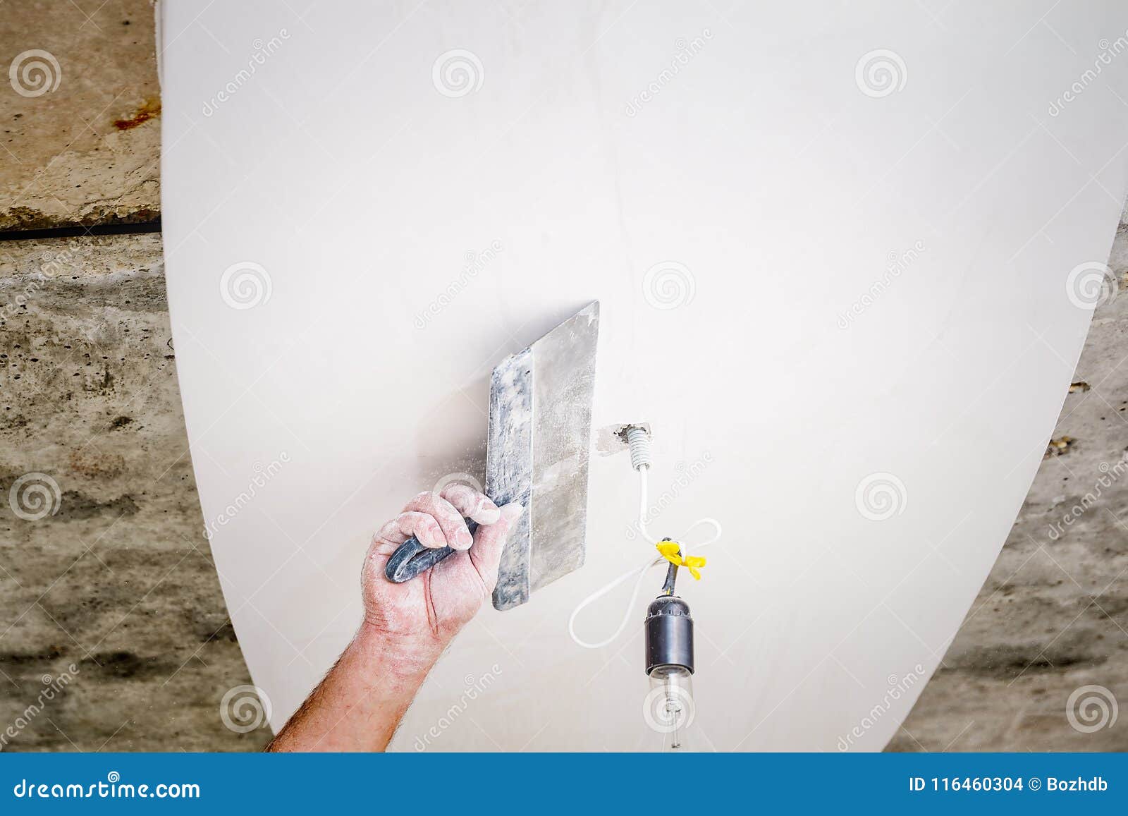 Manual Worker with Wall Plastering Tools Stock Photo - Image of painter ...