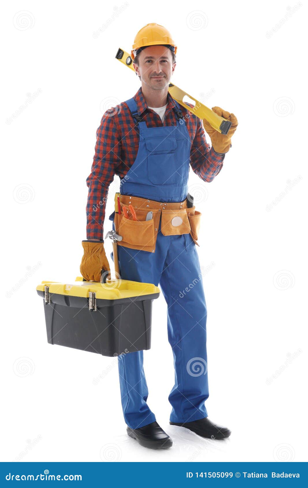 Manual worker on white stock image. Image of caucasian - 141505099
